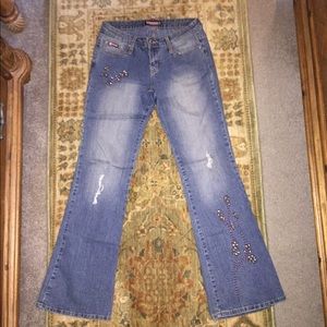 Bubblegum | Jeans | Pink Rhinestone Embellished Jeans Sz 9 | Poshmark